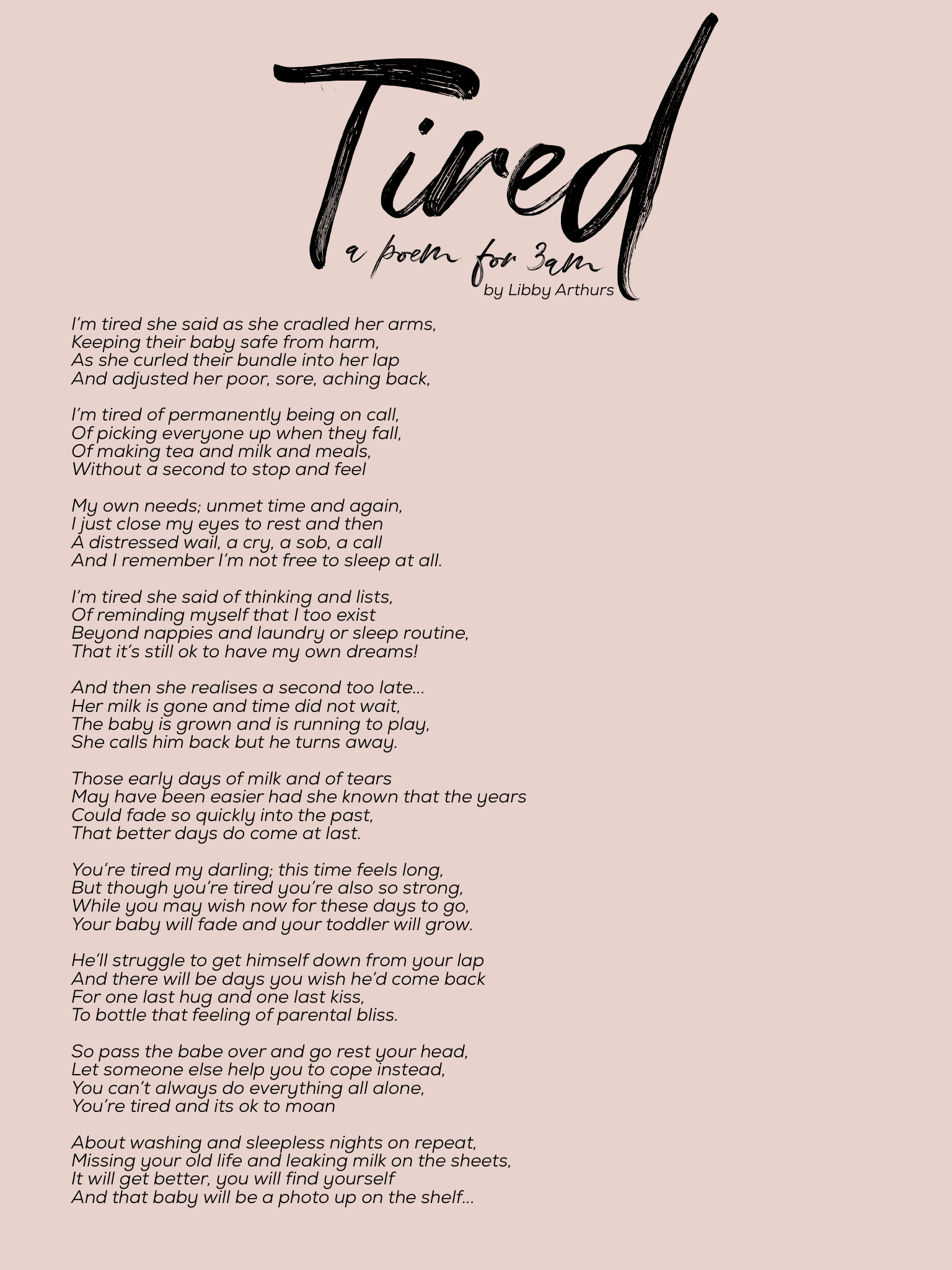 Tired (a poem for 3am) by Libby Arthurs | The Motherhood Society